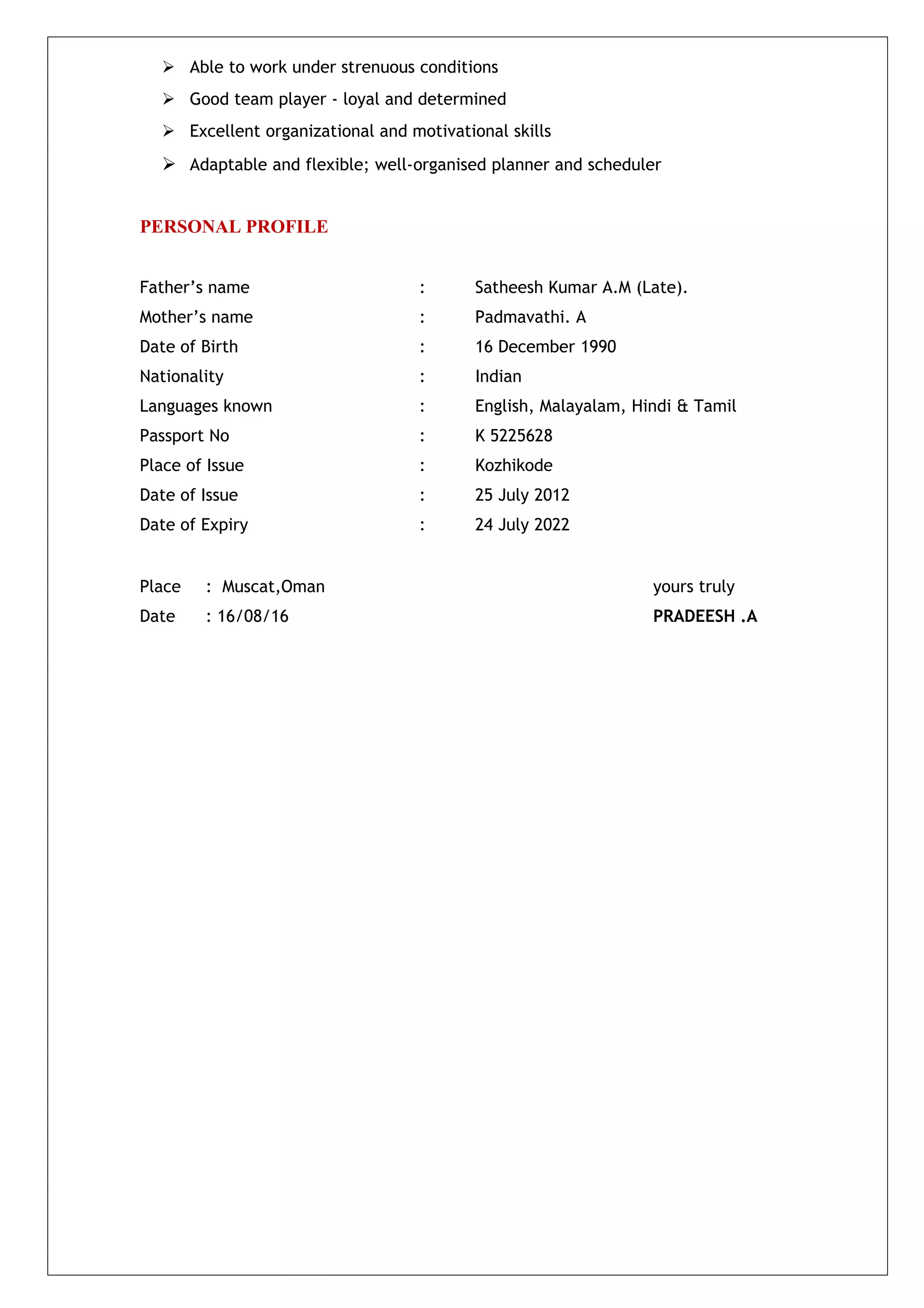 pradeesh resume | PDF