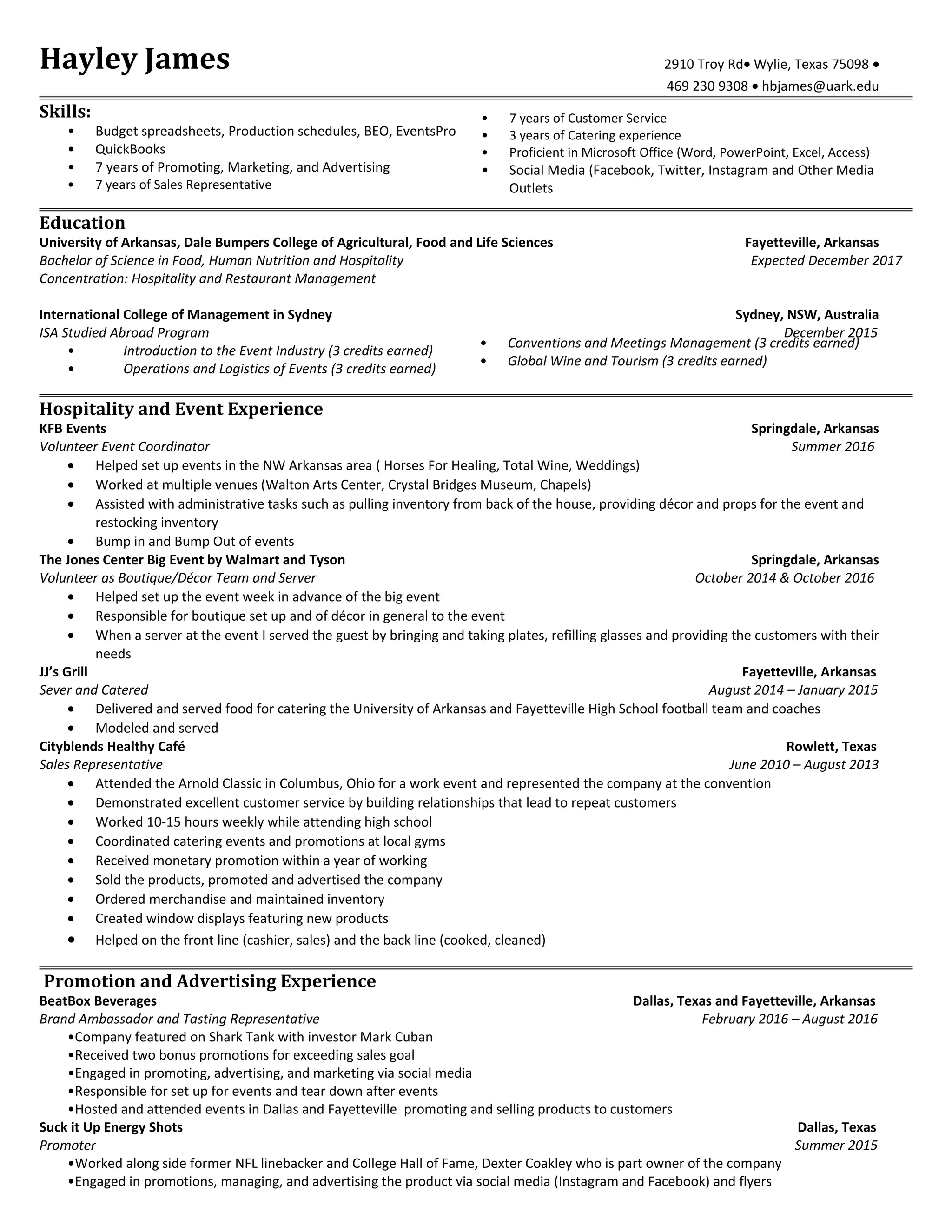 Hayley James resume | DOC