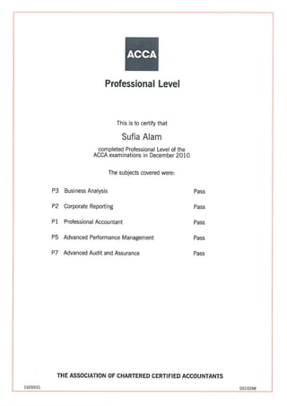 ACCA Mark Sheet 2009 and 2010 - SUFIA | PDF