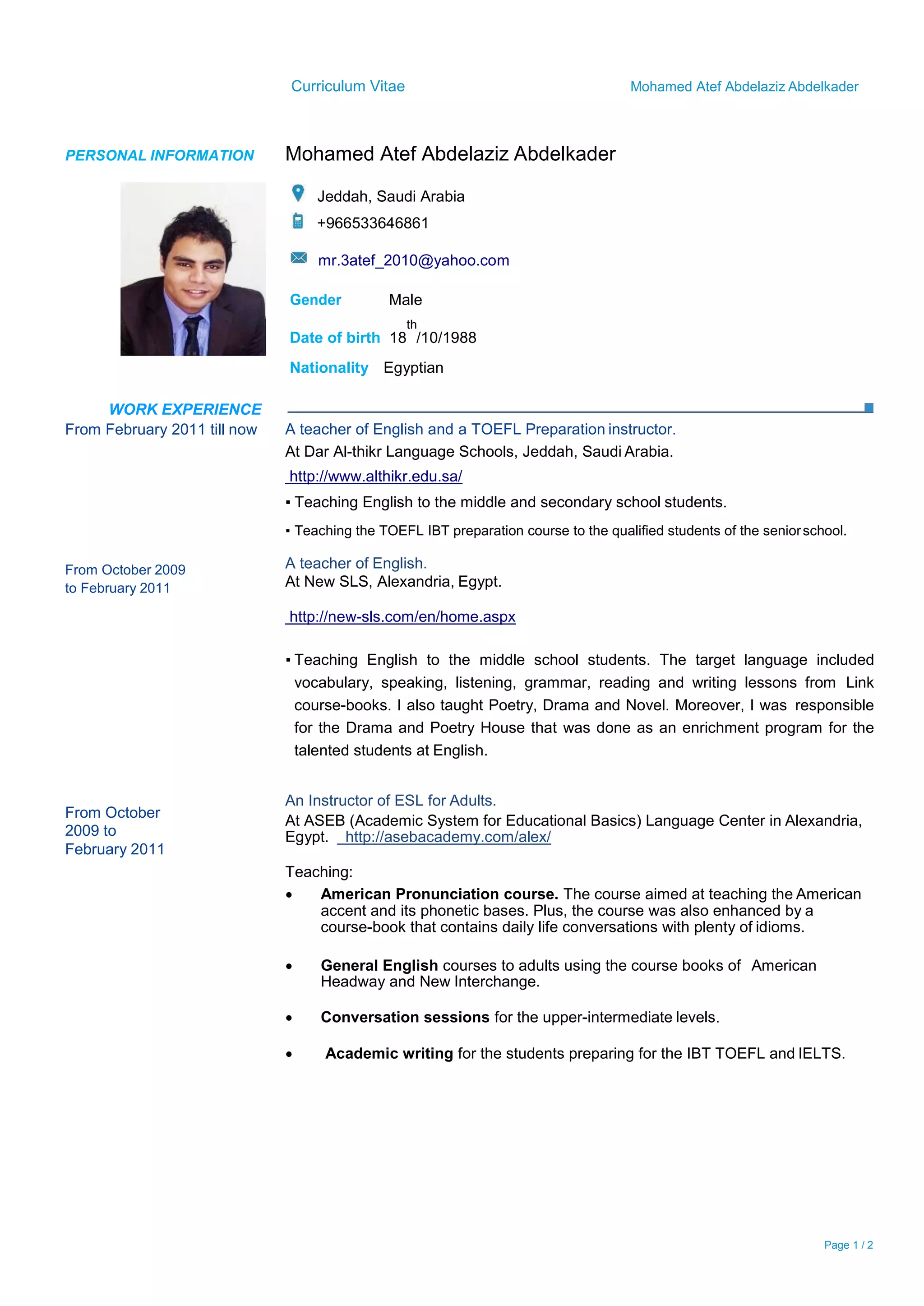 Mohamed Atef's CV | PDF