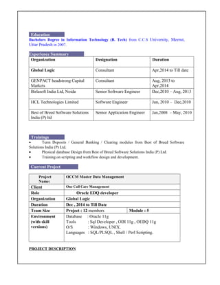 Arun-Kumar-OEDQ-Developer | DOC | Databases | Computer Software and ...