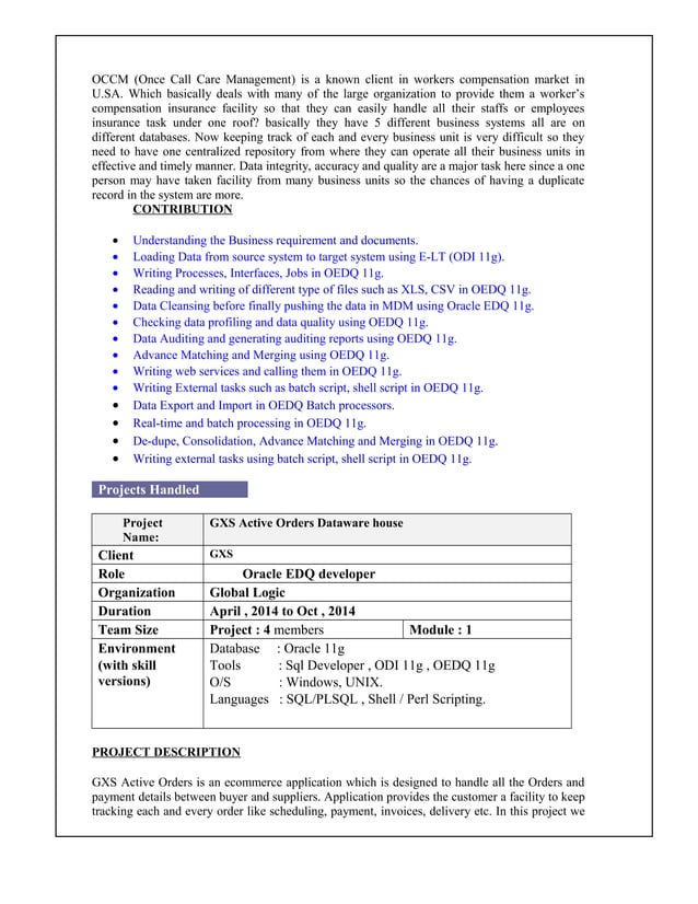 Arun-Kumar-OEDQ-Developer | DOC | Databases | Computer Software and ...