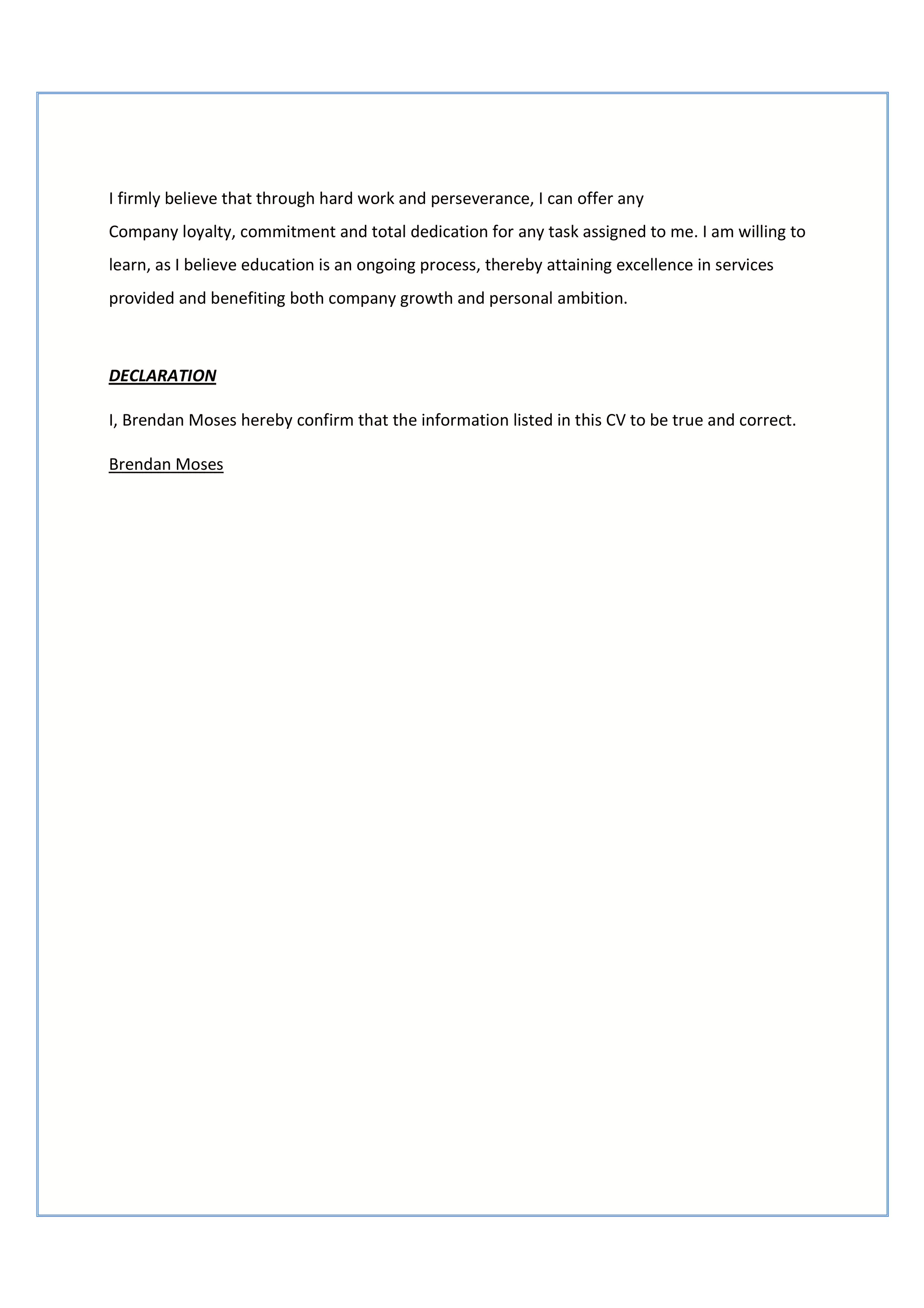 Updated cv brendan moses | PDF
