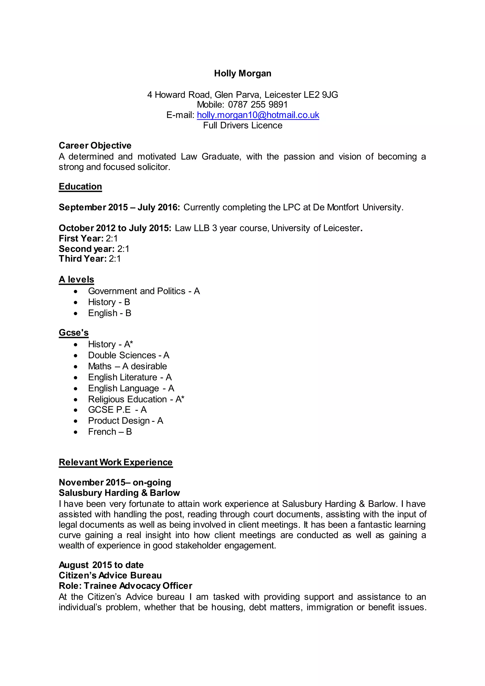 *Holly Morgan CV | DOCX