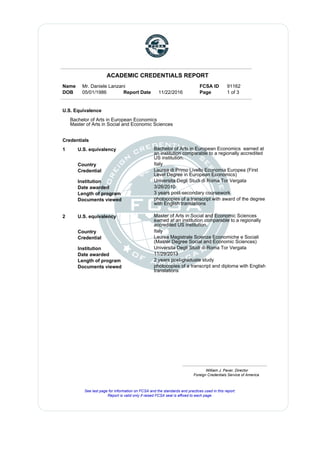 Academic Credentials Report | PDF