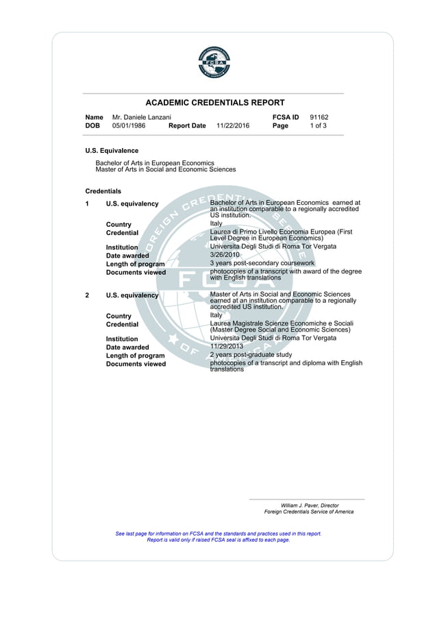 Academic Credentials Report | PDF