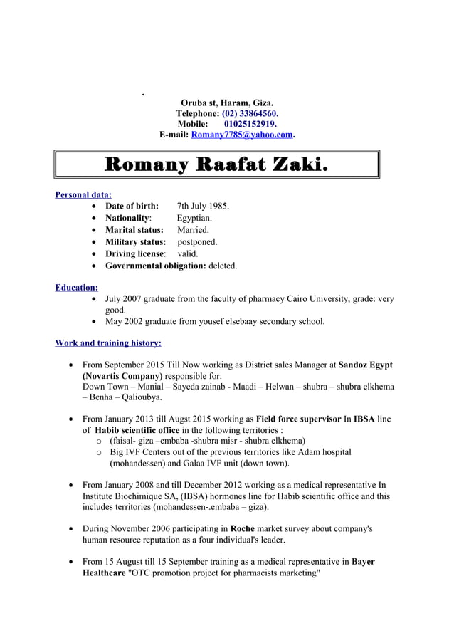 Romany raafat zaki resume. | DOC