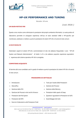 HP - UX Performance and tuning - Scheda corso LEN | PDF | Computer Software and Applications ...