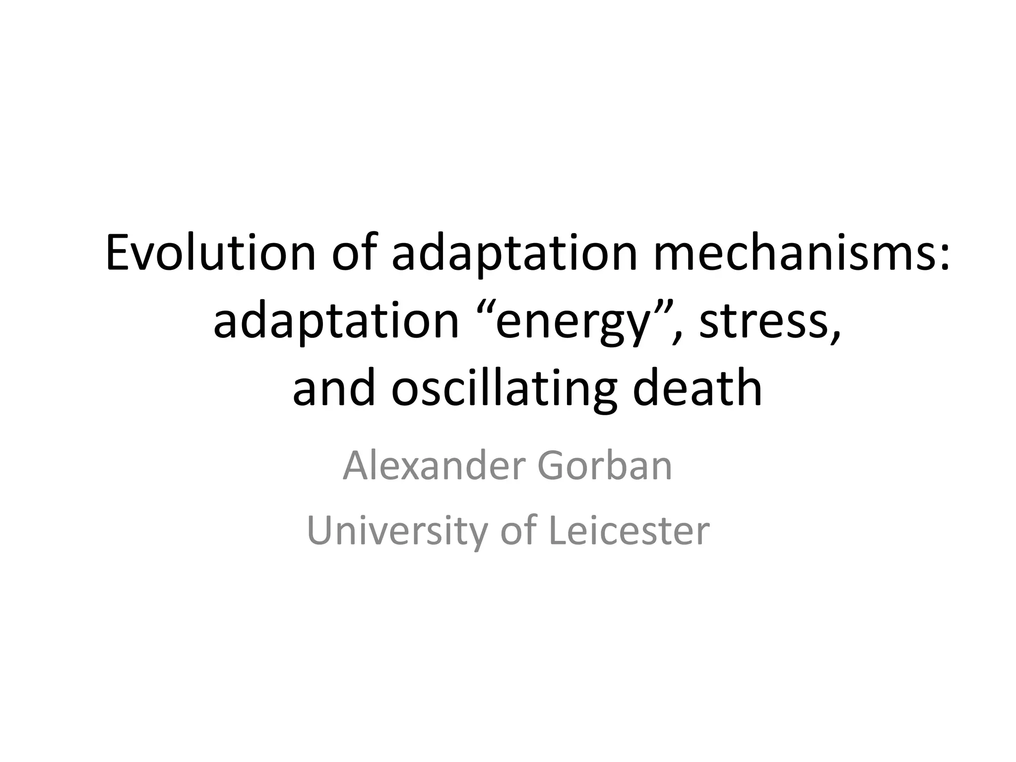 Evolution of adaptation mechanisms | PDF