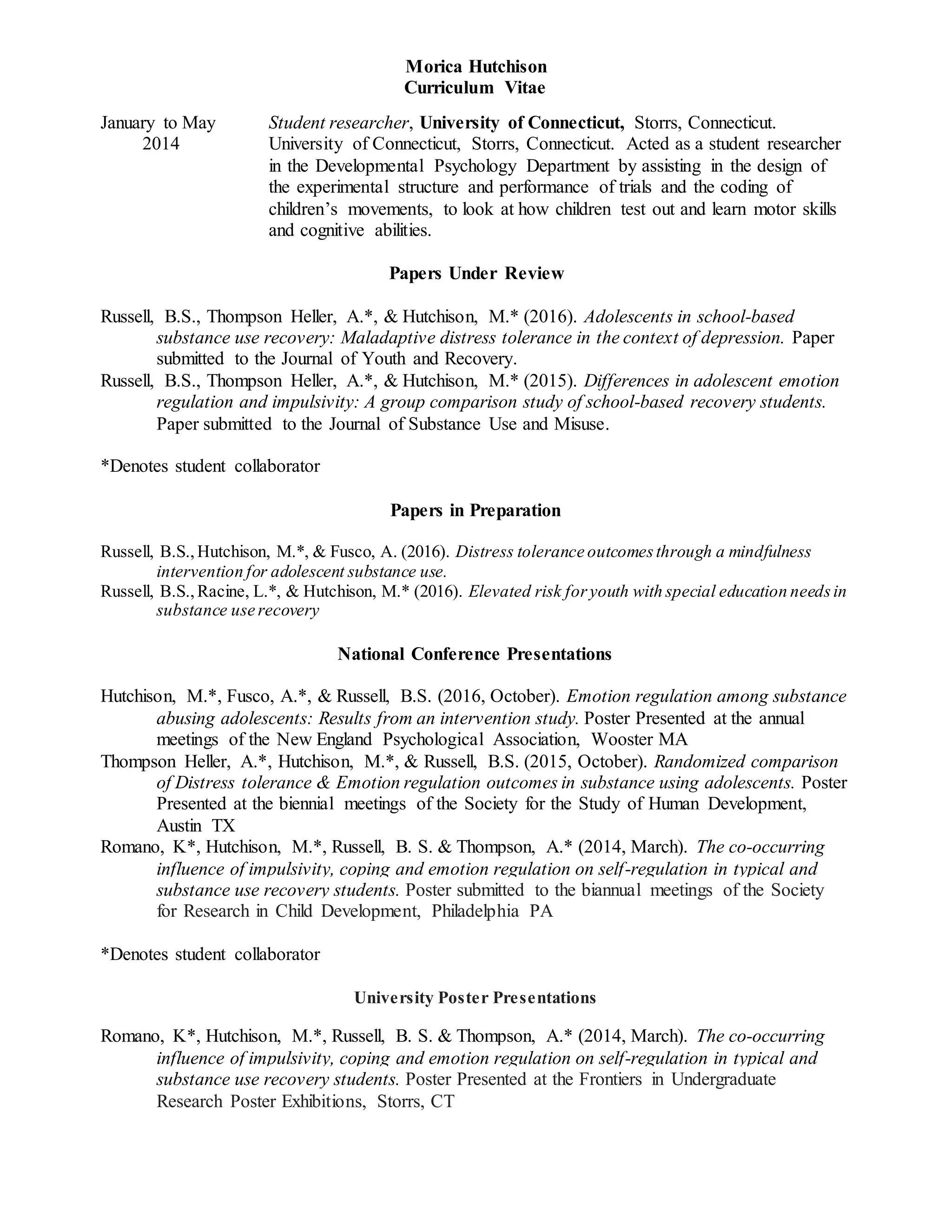 Morica Hutchison CV | DOCX