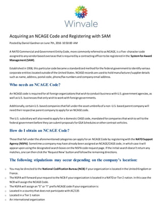 NCAGE and SAM Blog | DOCX | Technology & Computing
