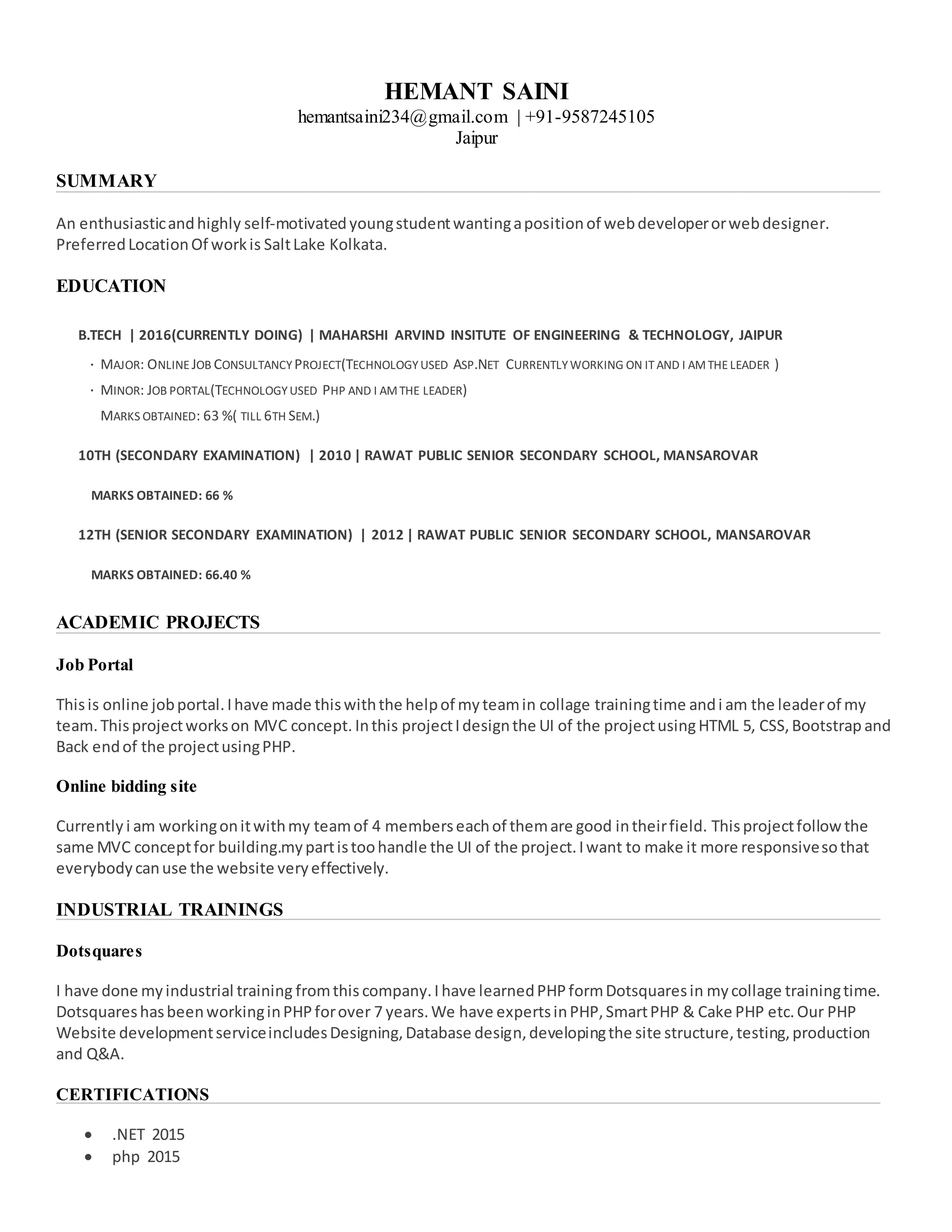 Hemant_Resume | DOCX