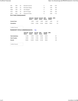 Unofficial Transcript Chupp | PDF