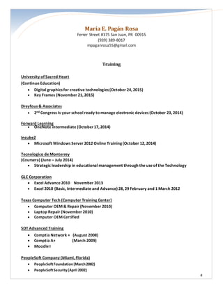 Resume MARIA E PAGAN (REVISADO) | DOCX | Technology & Computing