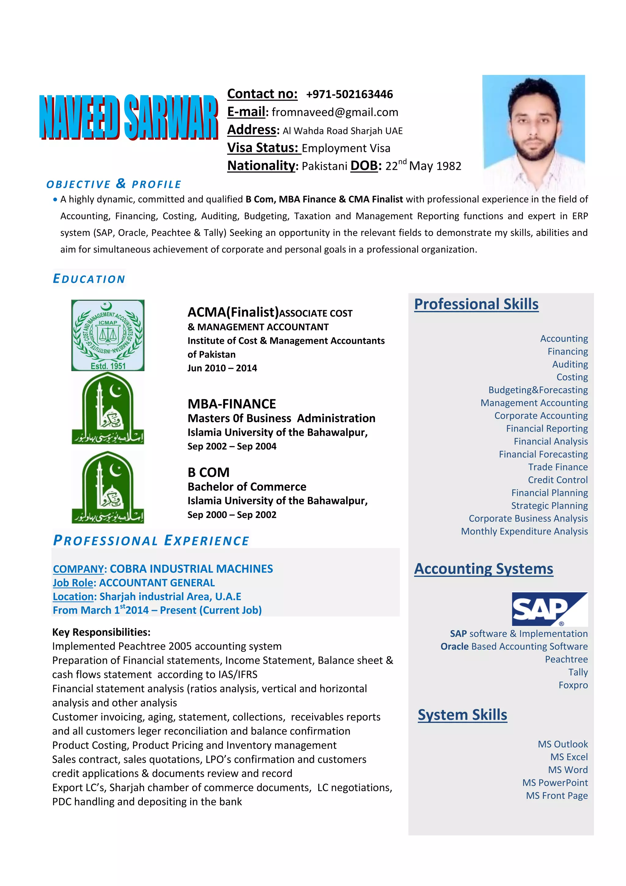 CV NAVEED-Accounting Professional | PDF