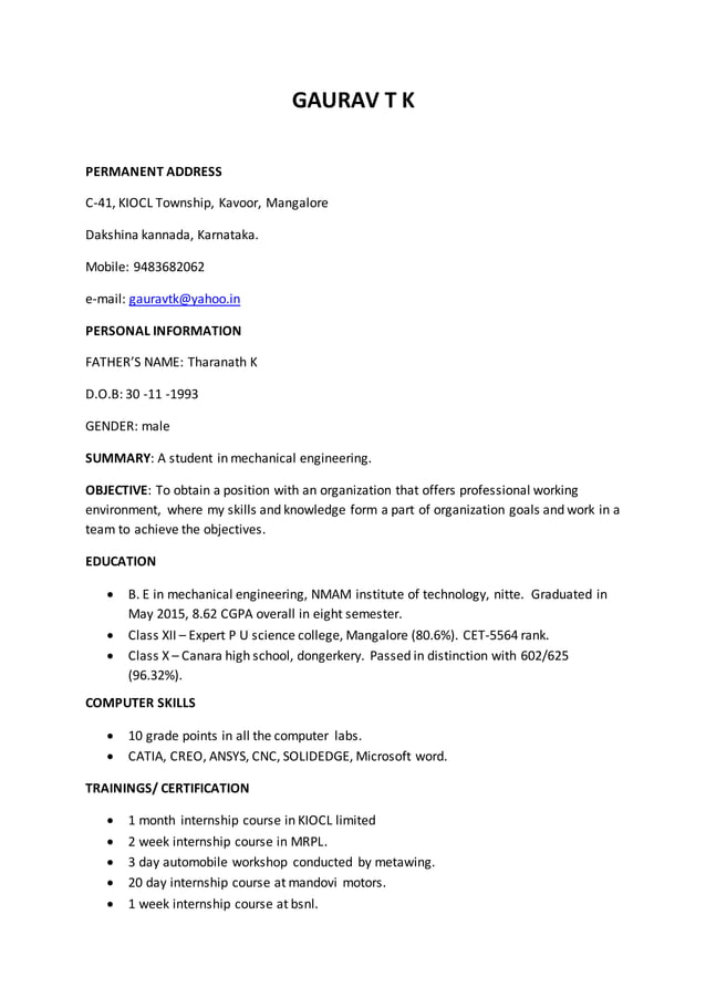 GAURAV T K resume | PDF
