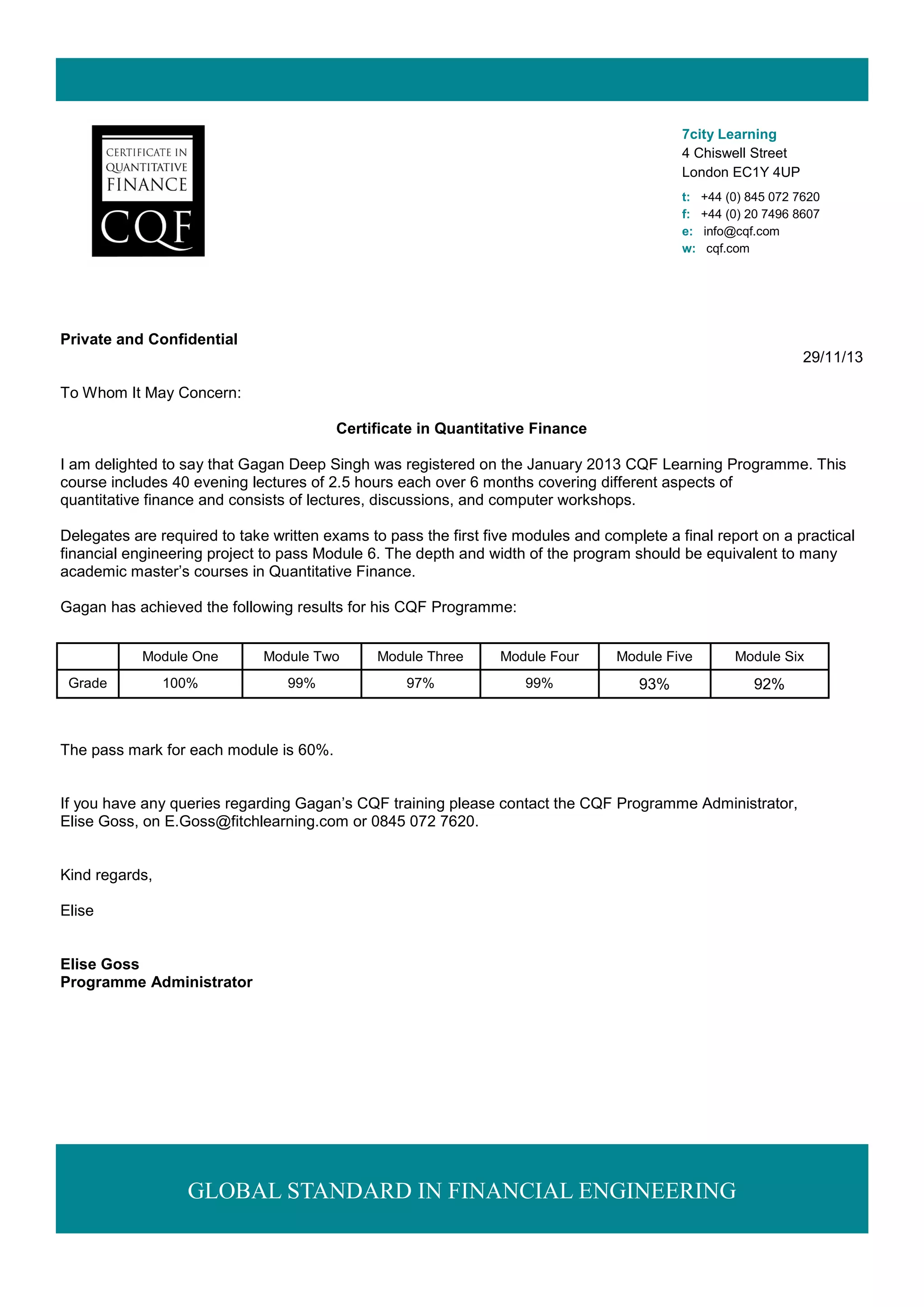 CQF_Mark_Sheet | PDF