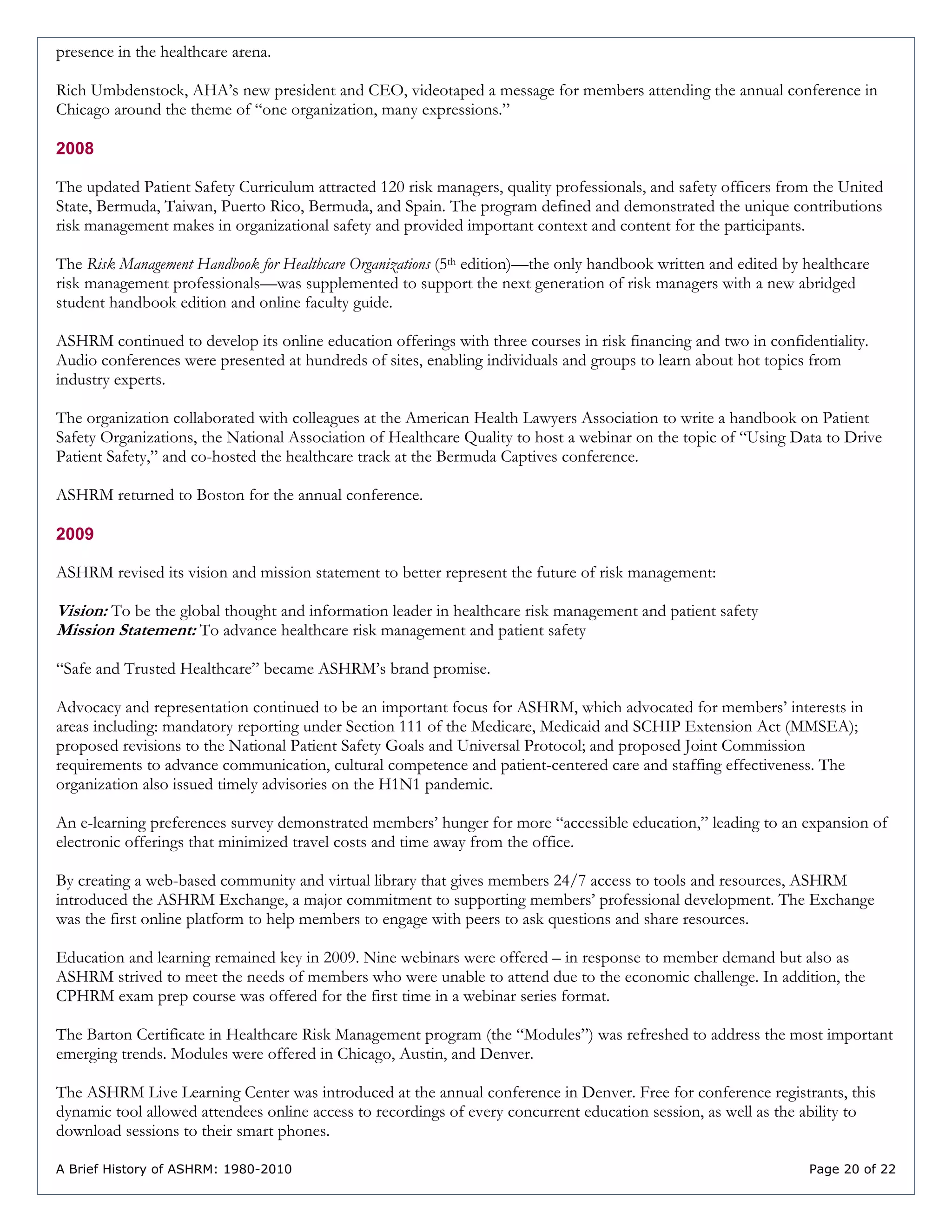 A_Brief_History_of_ASHRM | PDF