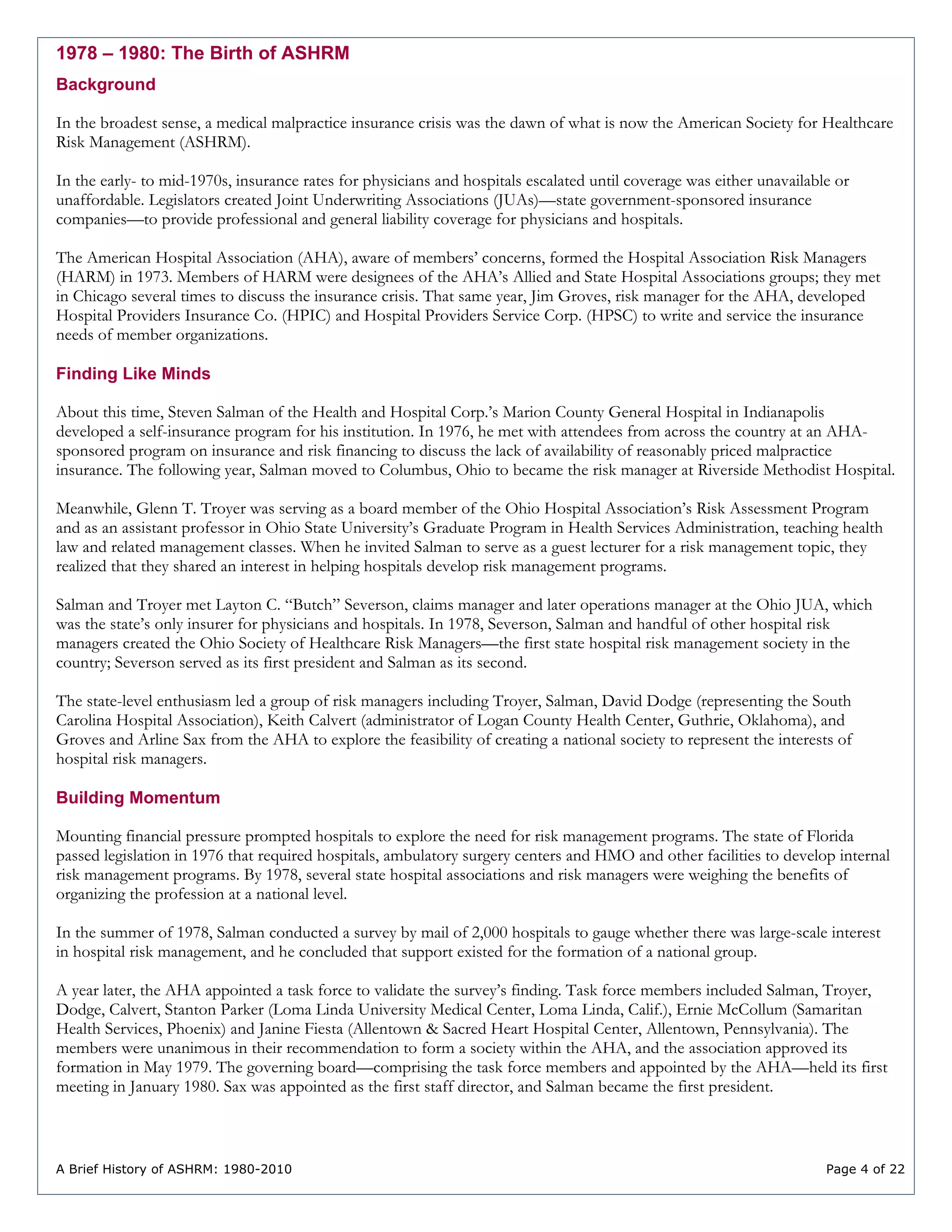 A_Brief_History_of_ASHRM | PDF