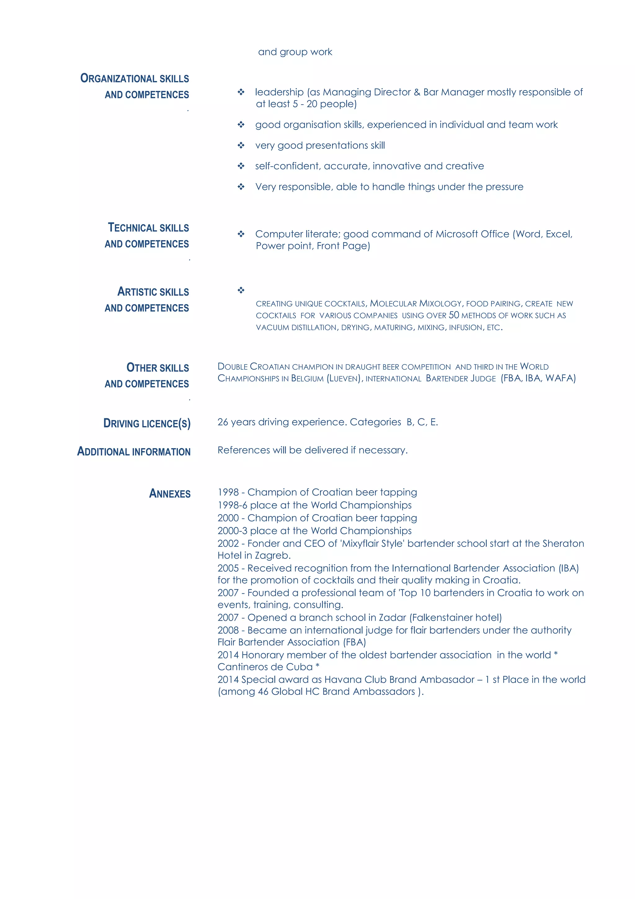 CV-Vjenceslav Madic | PDF | Bars & Restaurants | Attractions