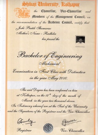 B.E. CERTIFICATE | PDF