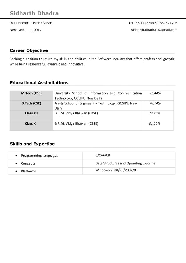 Sidharth_Resume_Mtech | PDF