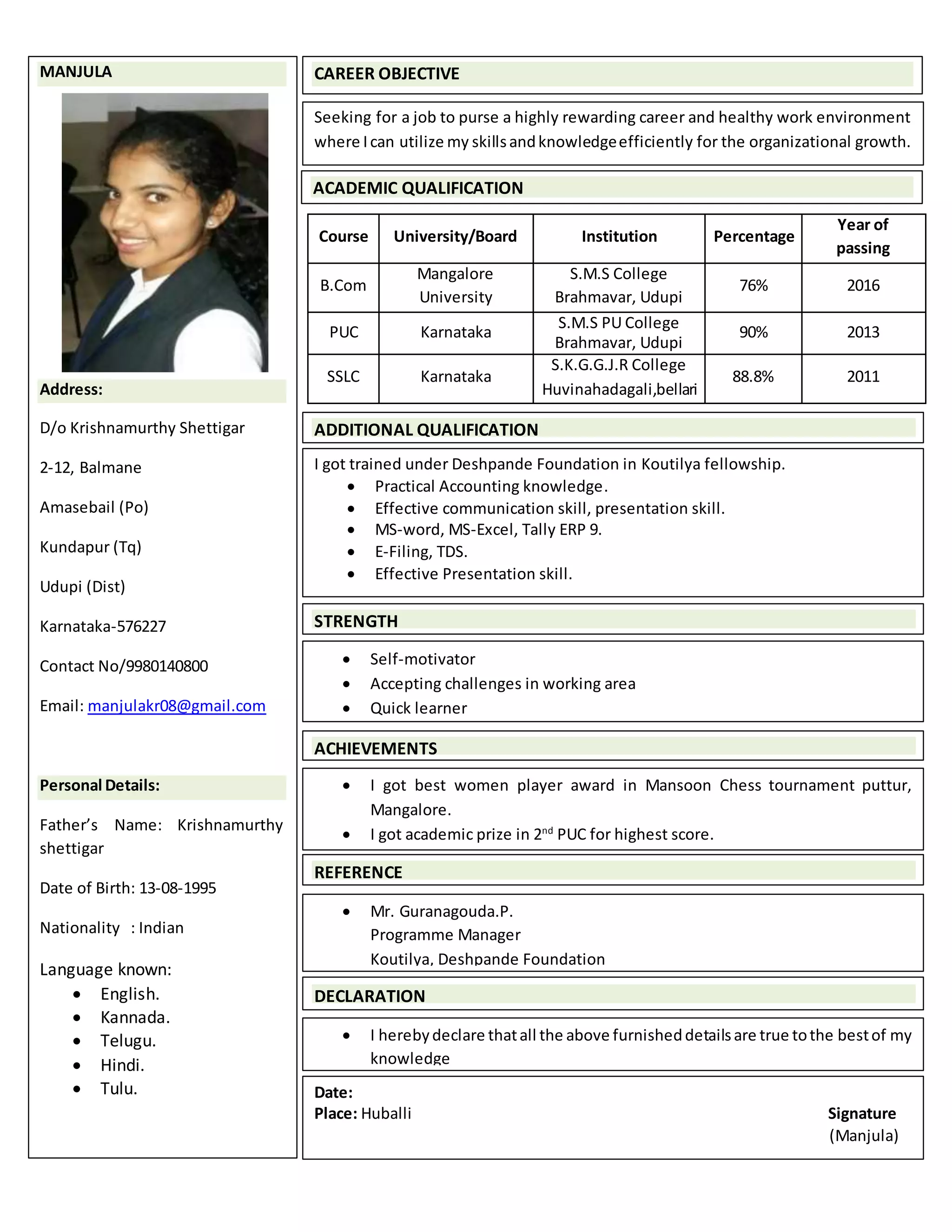 Manjula shettigar_Resume | DOCX