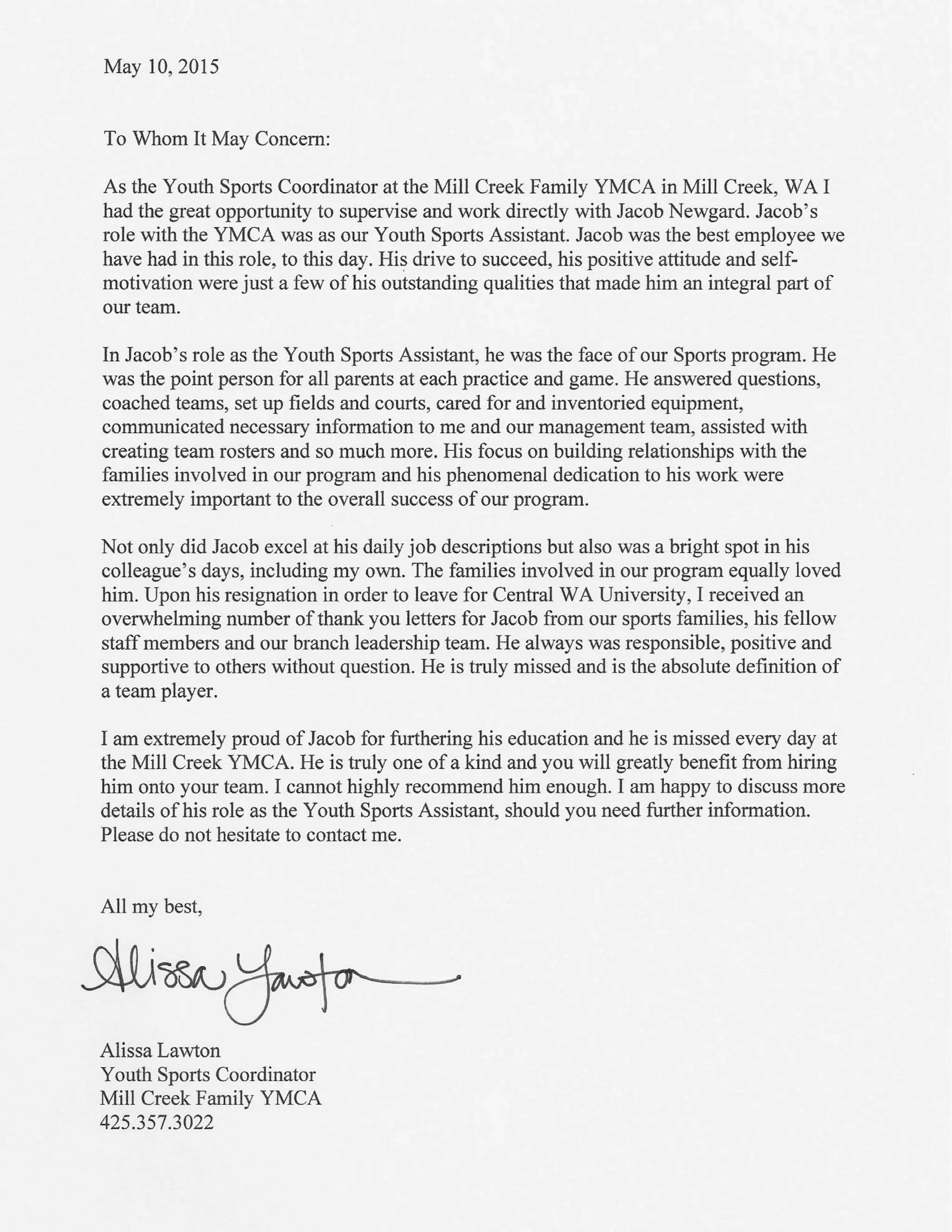 Jacob Newgard Letter of Recommendation | PDF