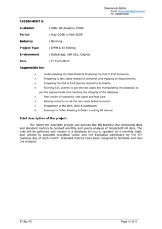 DWBI Testing Profile | DOC