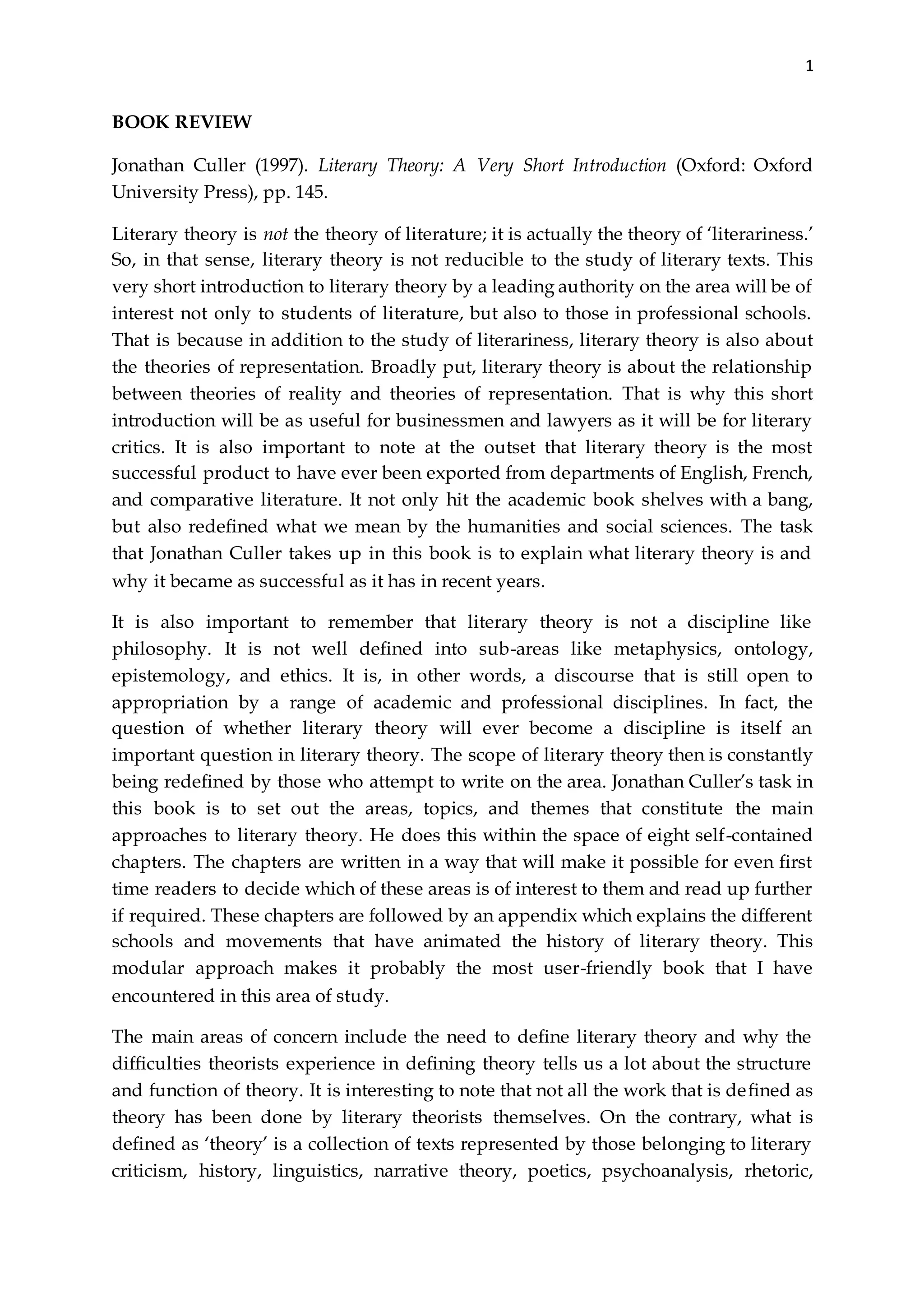 Jonathan Culler on Literary Theory | DOCX