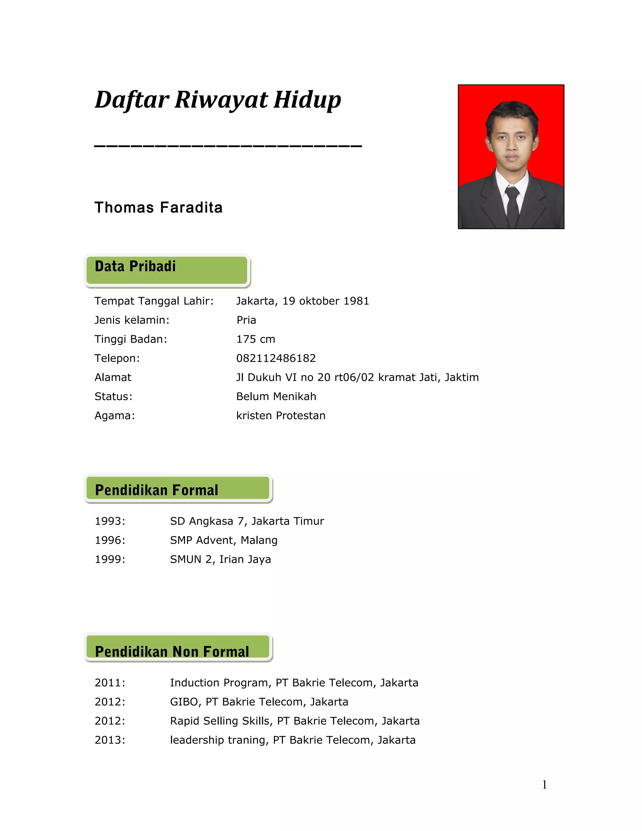 Cv Thomas Faradta | PDF