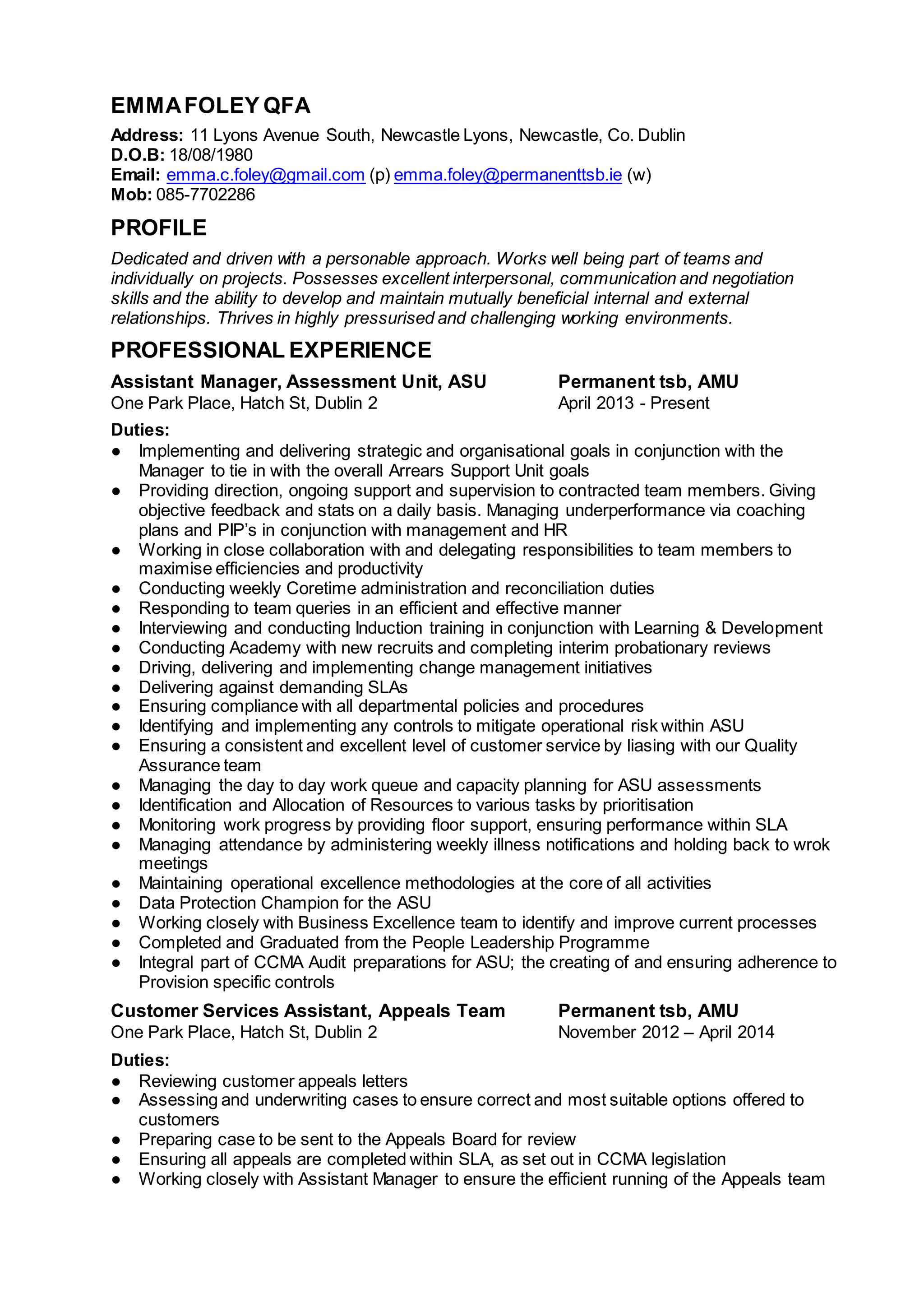 Emma Foley CV | PDF