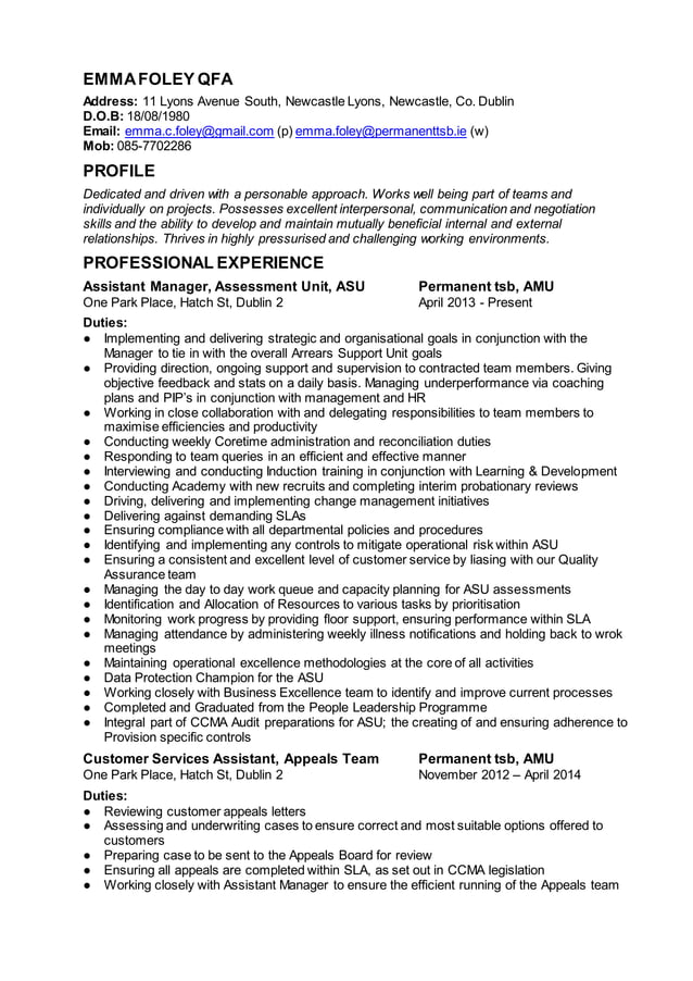 Emma Foley CV | PDF