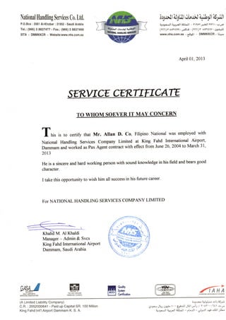 Service Certificate | PDF