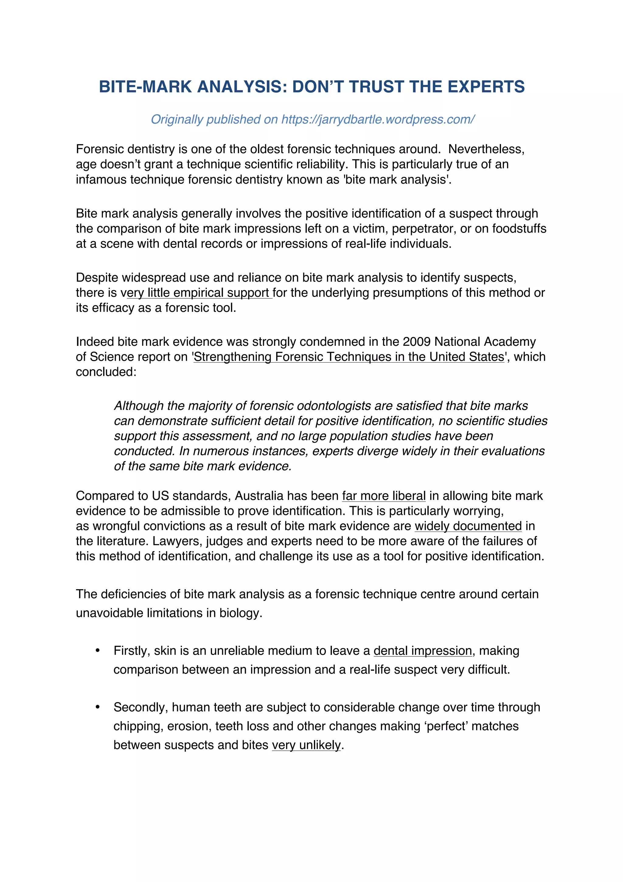 BITE MARK ANALYSIS | PDF