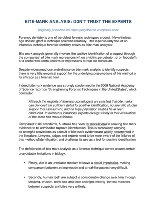 BITE MARK ANALYSIS | PDF