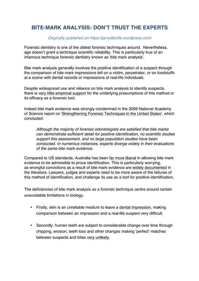 BITE MARK ANALYSIS | PDF