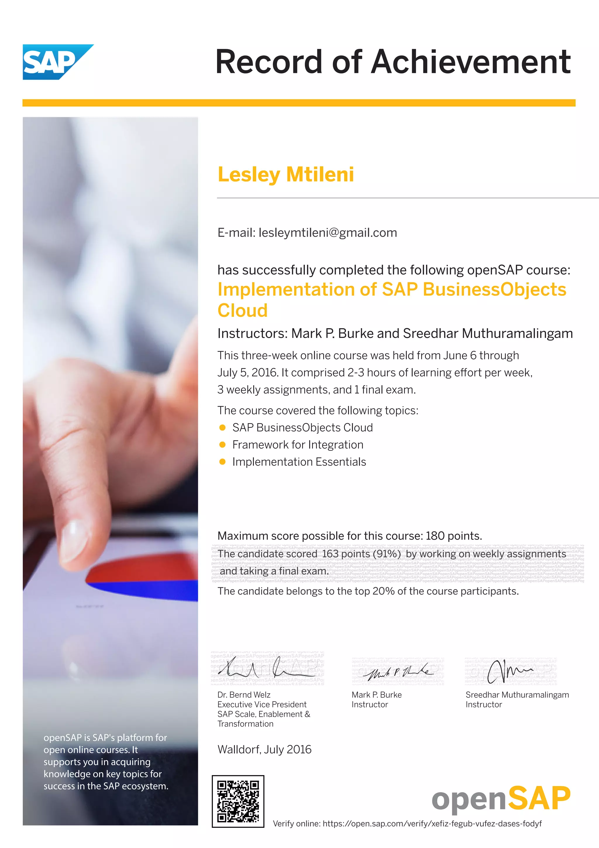 SAP CLOUD Record Of Achievement | PDF | Computer Software and ...