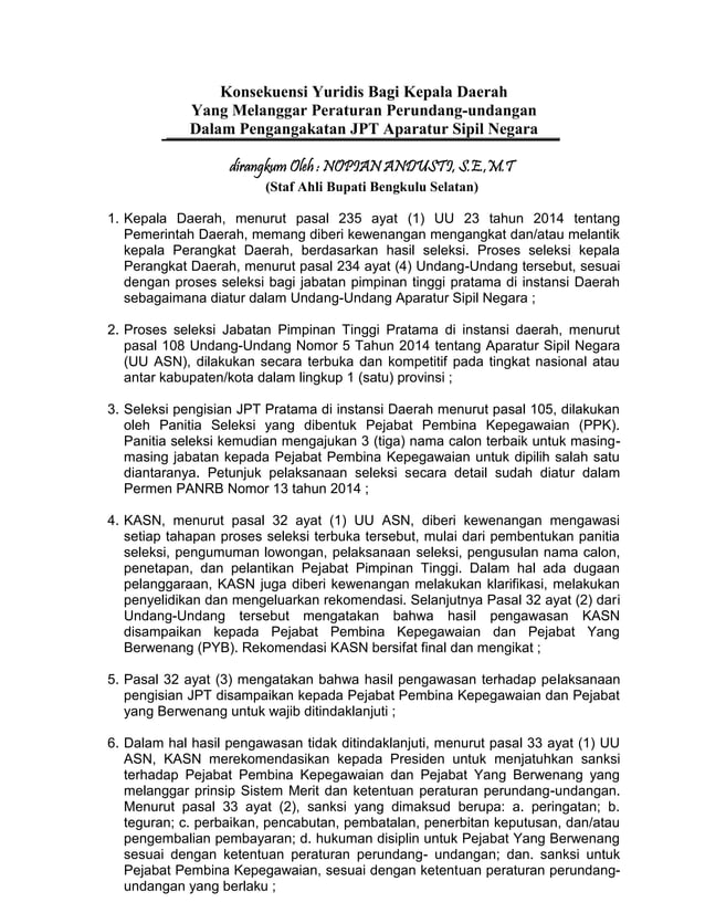 KONSEKUENSI KDH MELANGGAR UU ASN | PDF