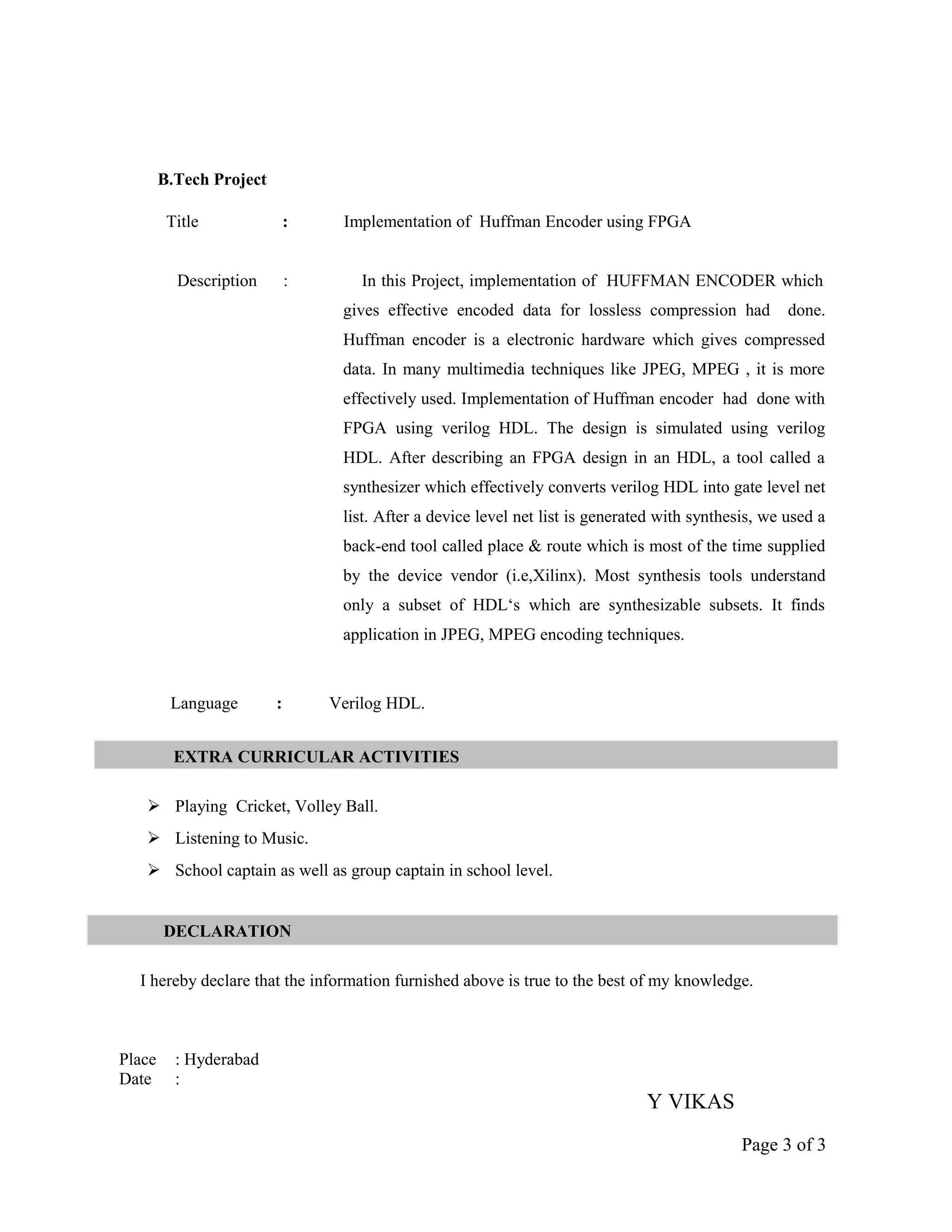 Vikas Resume CGPA New Font2 | DOC