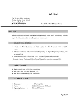 Vikas Resume CGPA New Font2 | PDF
