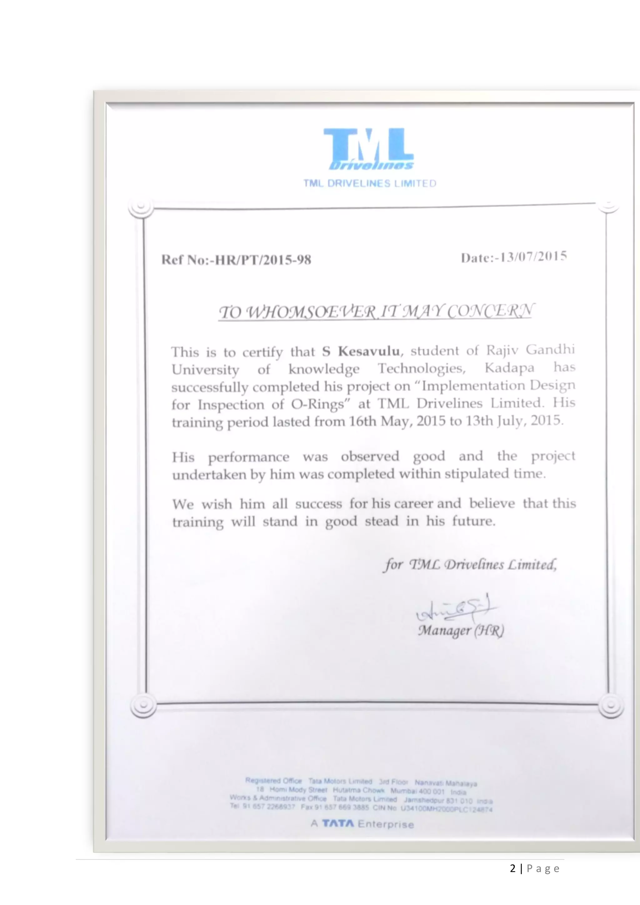 KONDA REDDY_R101276_IMPLEMENTATION DESIGN FOR INSPECTION OF O-RINGS | PDF