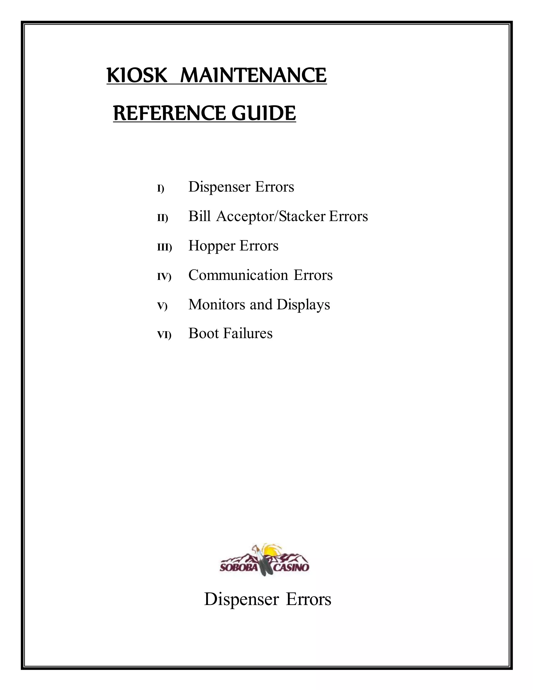 KIOSK MAINTENANCE | DOCX