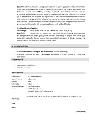 Arunkumar_Profile | PDF