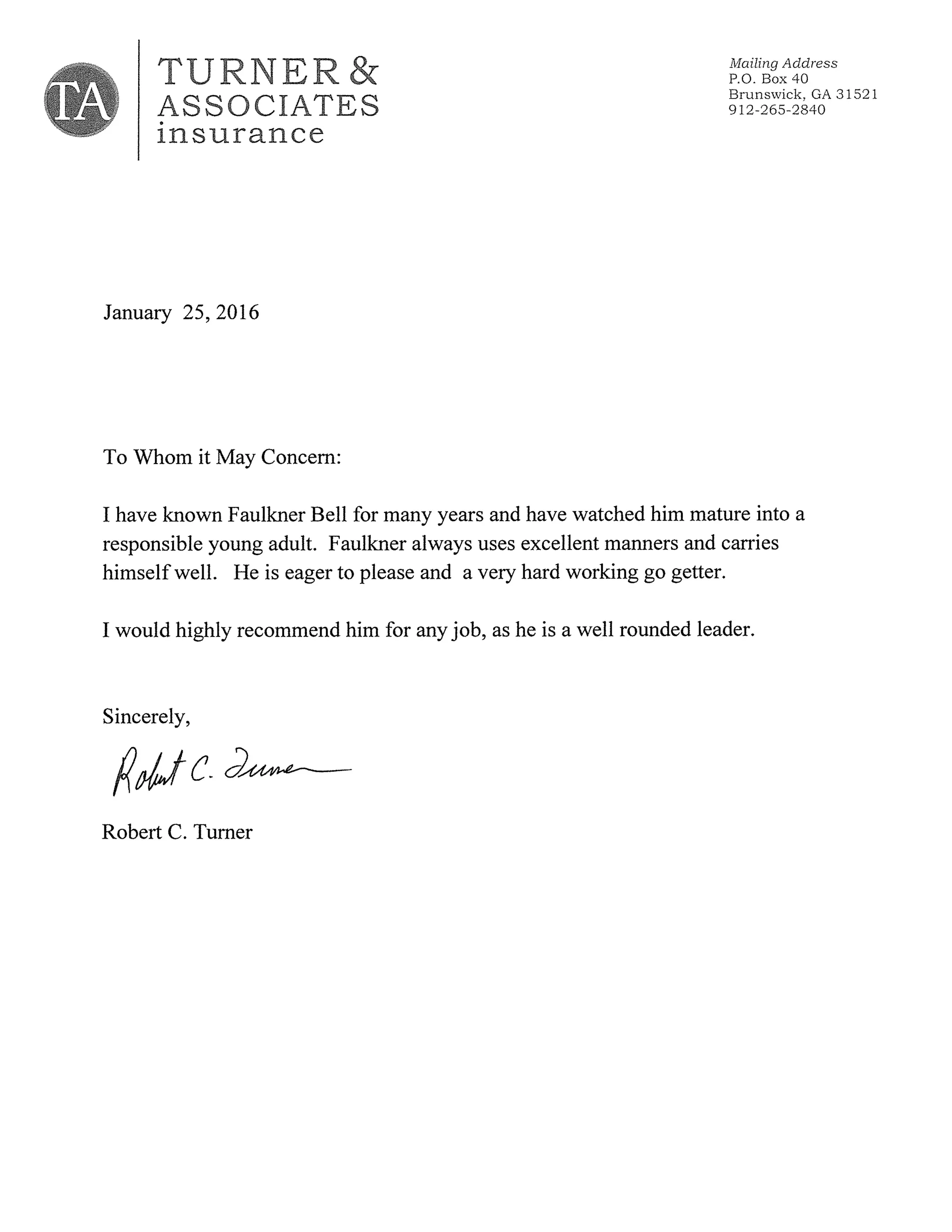 R.Turner rec. letter | PDF