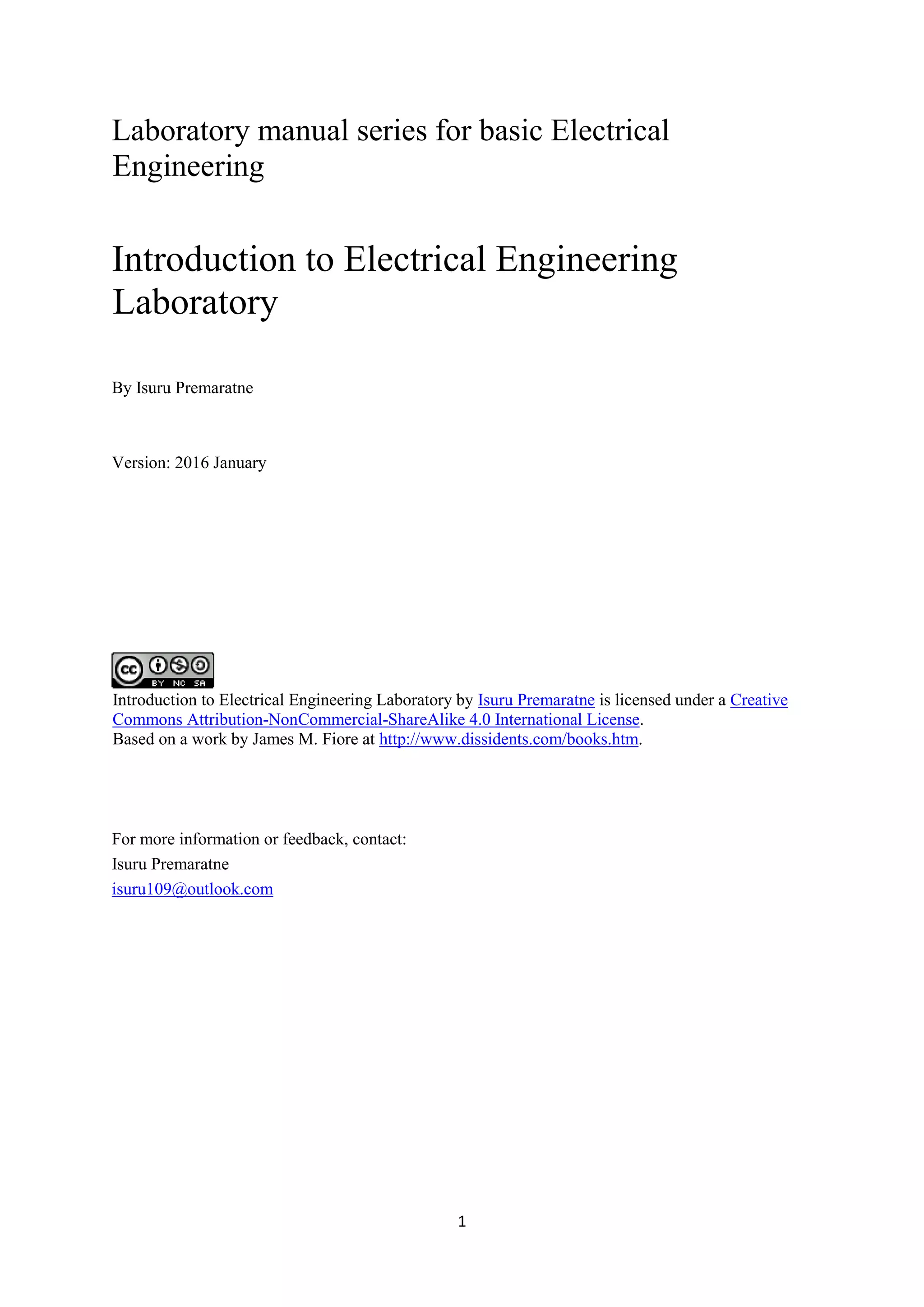 Introduction to Electrical Engineering Laboratory | PDF