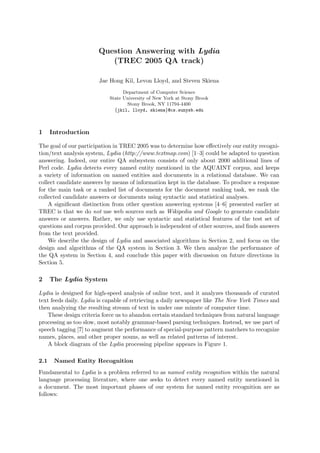 Question Answering with Lydia | PDF