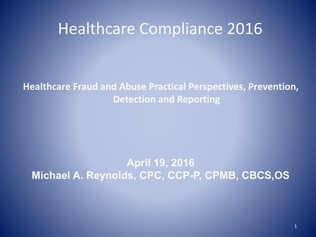 Healthcare Compliance 2016-Demo | PPT