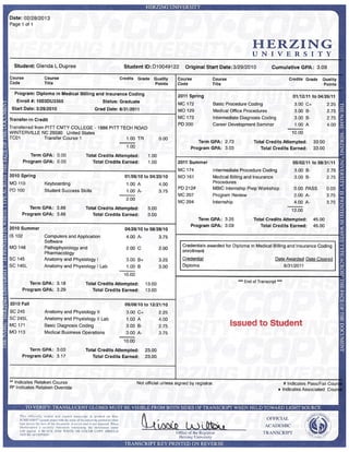 Herzing Univ Transcript | PDF