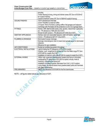 Clear-Construction-QLD-SAMPLE-Initial-Cost-Plan-Budget | PDF